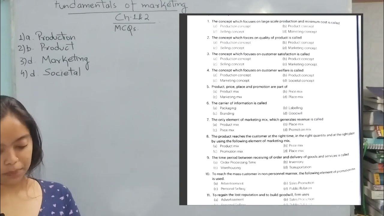 B.com 4th sem : Fundamentals of Marketing Ch-1 MCQs - YouTube