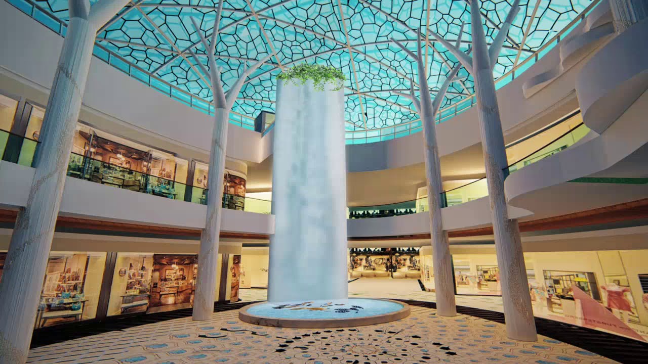 Atrium Waterfall - YouTube
