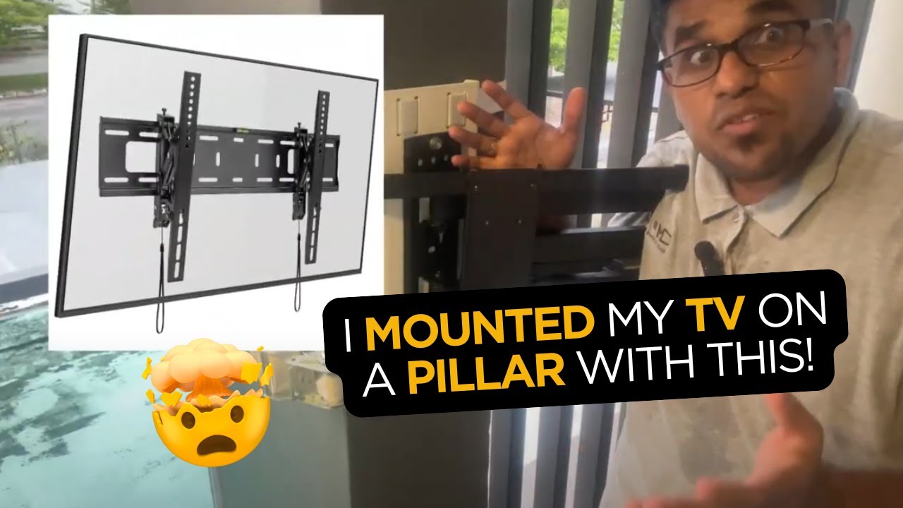 How I Mounted My TV Without Blocking the View | No Drill Pillar Mount ...