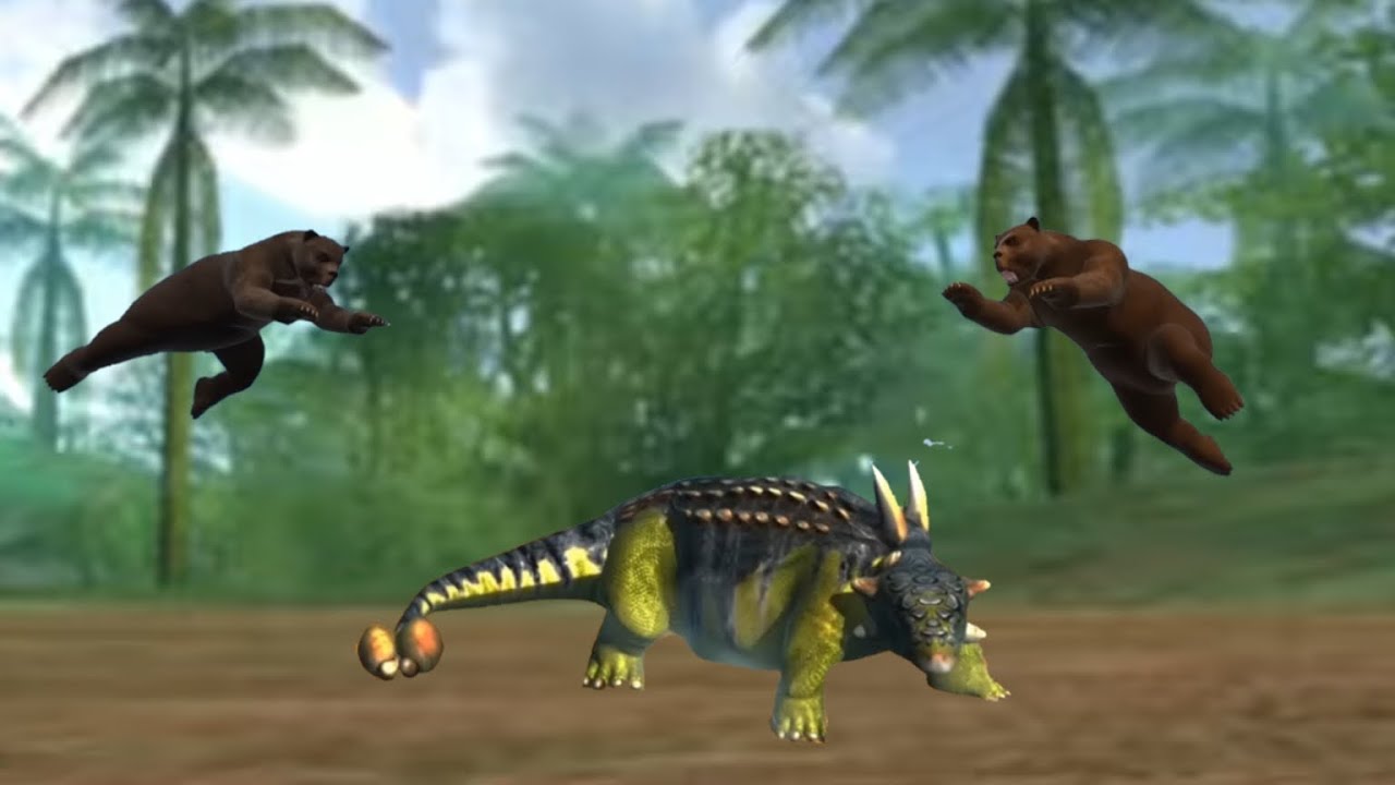 Dinosaur Runble battle special Euocephalus vs Arctodus Simus. - YouTube