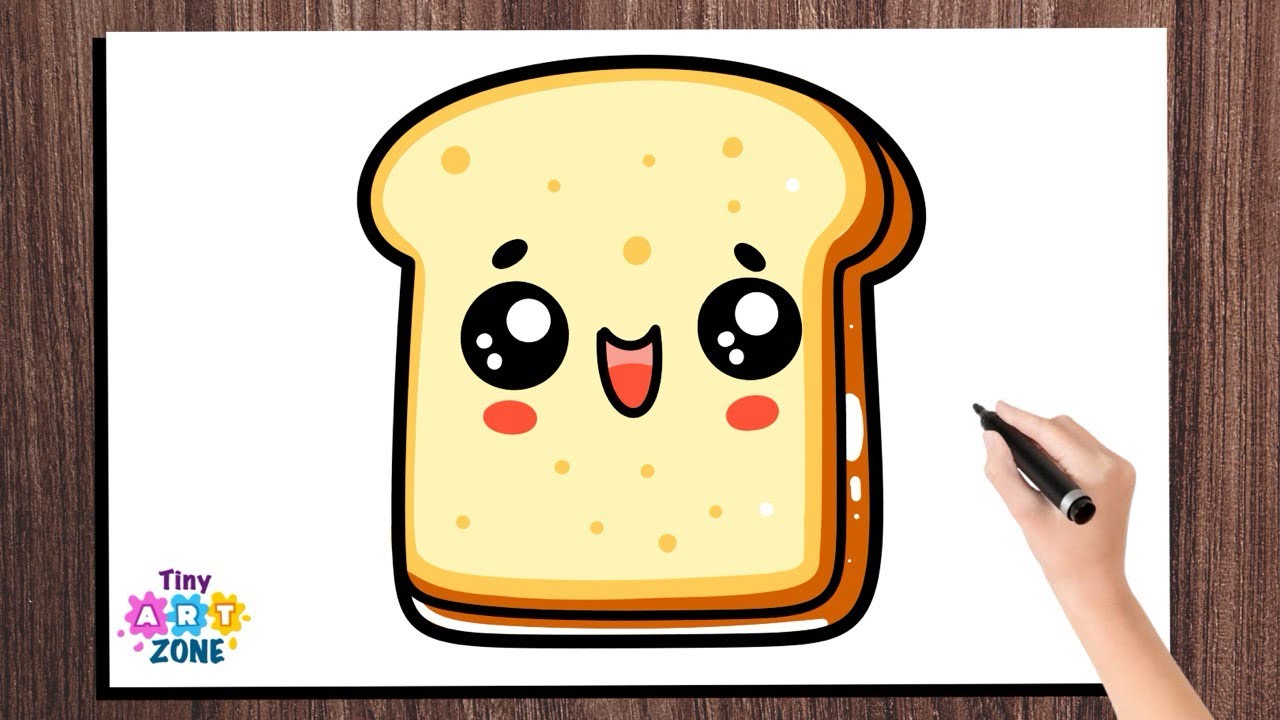 How to Draw a Cute Bread Slice Easy for Kids | Cute Bread Slice Drawing ...