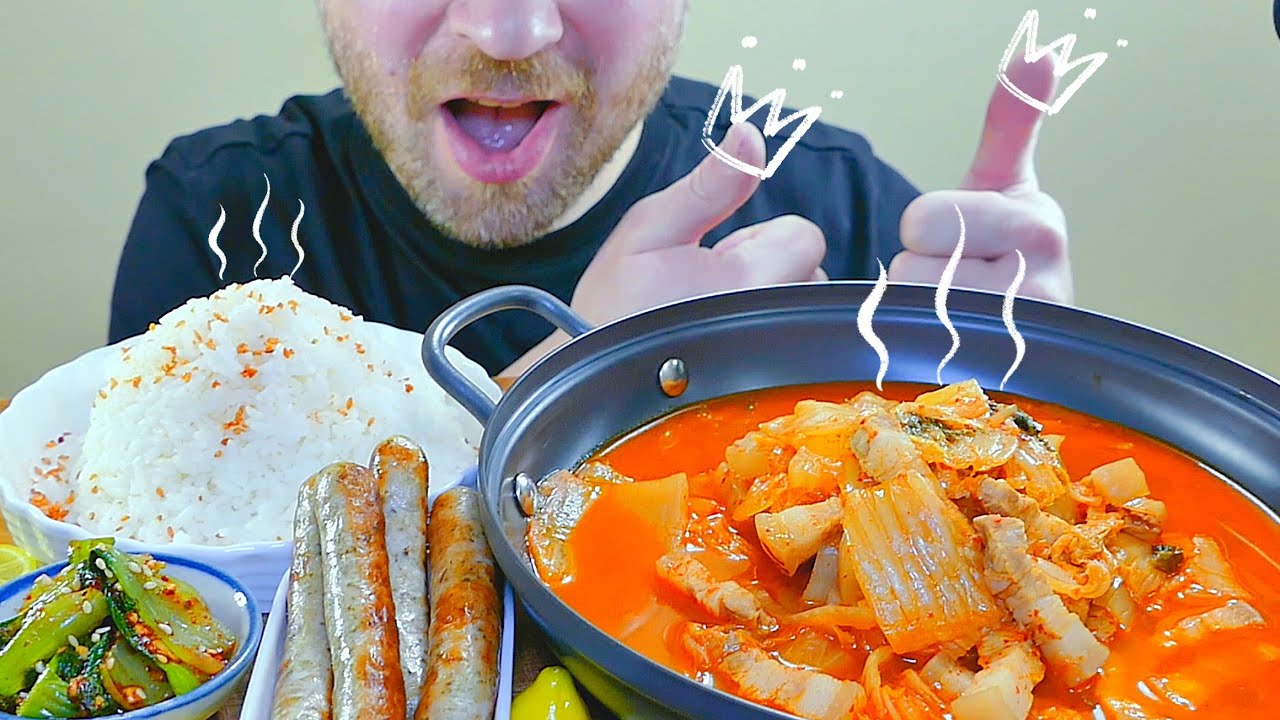 MUKBANG ASMR KIMCHI-JJIGAE [김치찌개] KIMCHI STEW WITH PORK BELLY, แกงกิมจิ ...