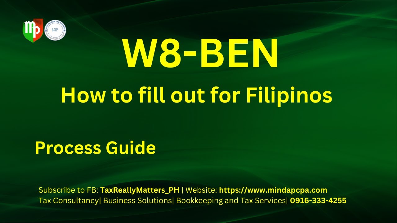 HOW TO FILL OUT W8 BEN FOR FILIPINOS - YouTube
