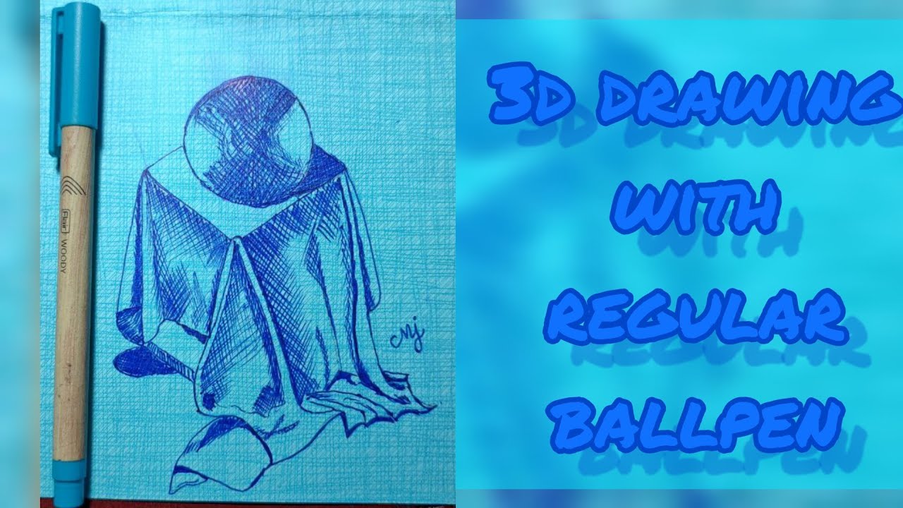 3d drawing with regular ball pen 🖊️ || easy tutorial of 3d drawing ...