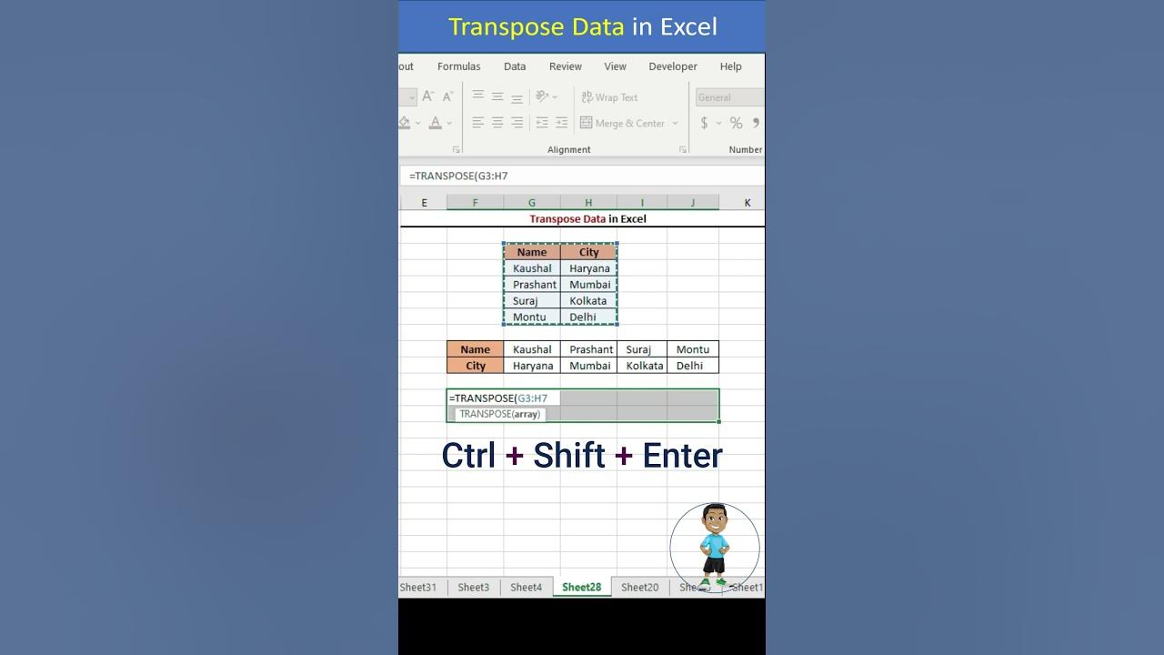 Transpose Data in Excel #excel #exceltips #shorts #exceltips #exceltutorial #msexcel # ...