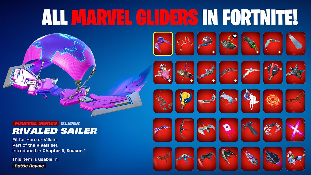 Evolution of All Marvel Gliders in Fortnite (Chapter 1 Season 8 ...