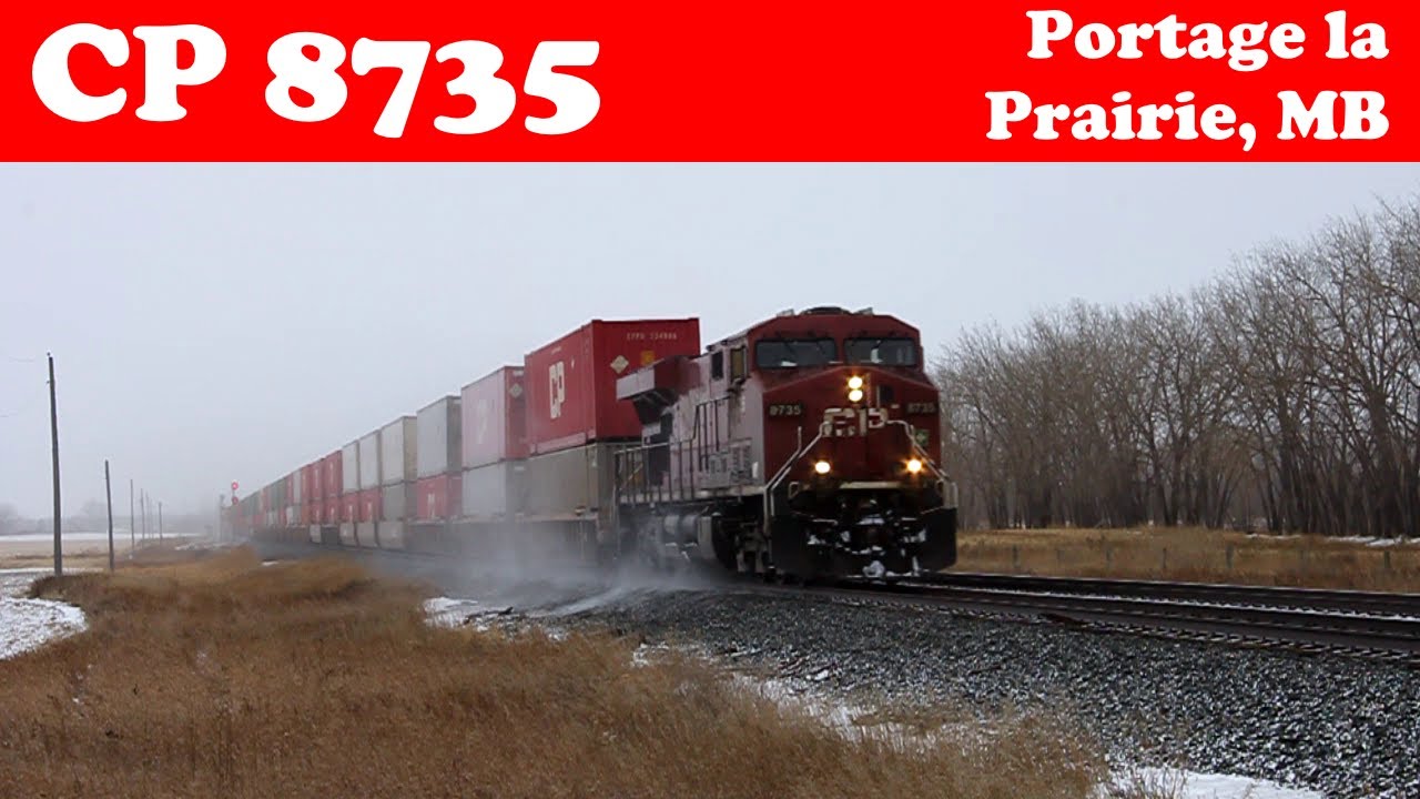 CP 8735 East Leaving Portage la Prairie - YouTube