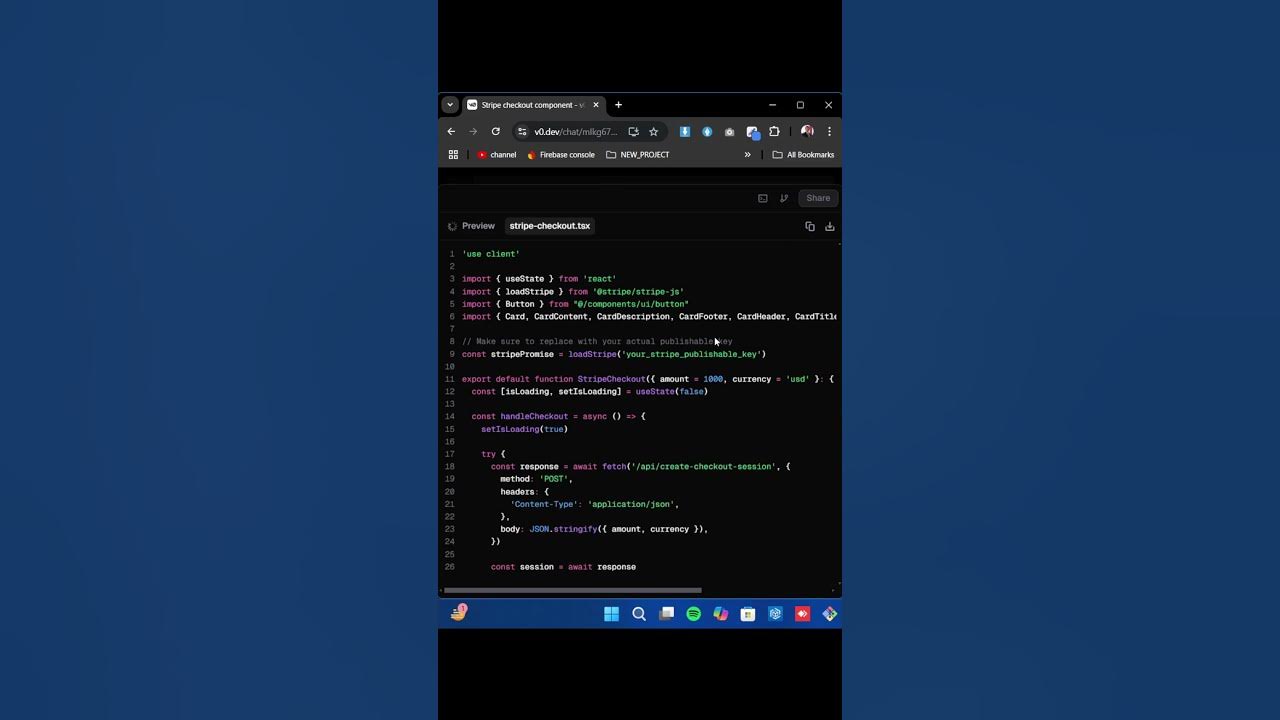 Build a Stripe Checkout Page with AI & v0.dev in React.js! 💳 #Shorts #reactjs #tailwindcss # ...