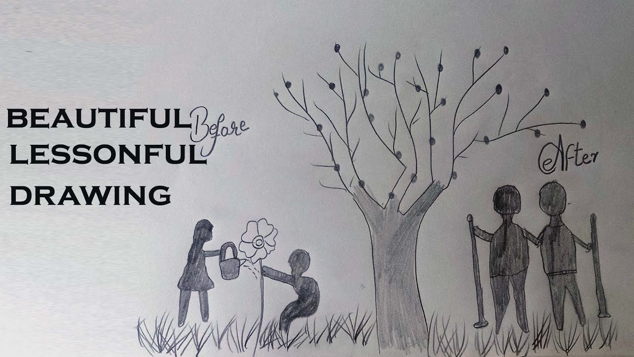 Beautiful After And Before Lesson drawing - YouTube