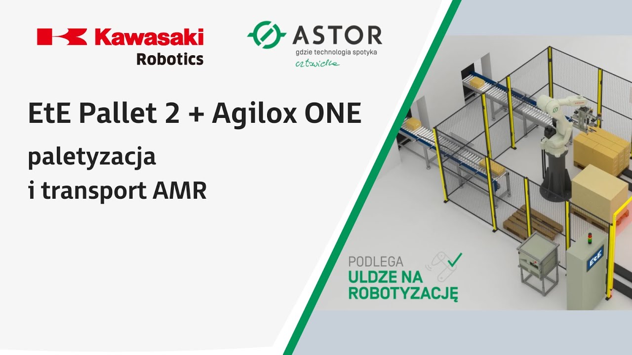 EtE Pallet 2 + Agilox ONE – paletyzacja i transport AMR - YouTube