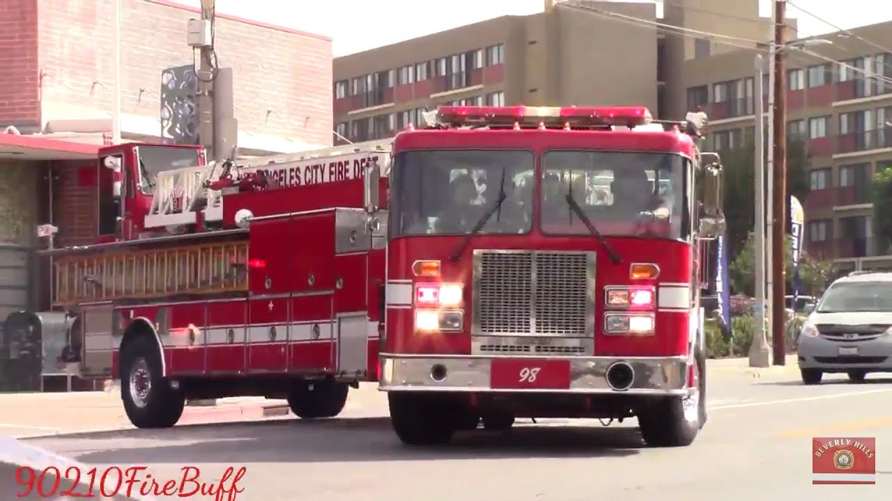 LAFD Light Force 98 & Rescue 898 Responding - YouTube