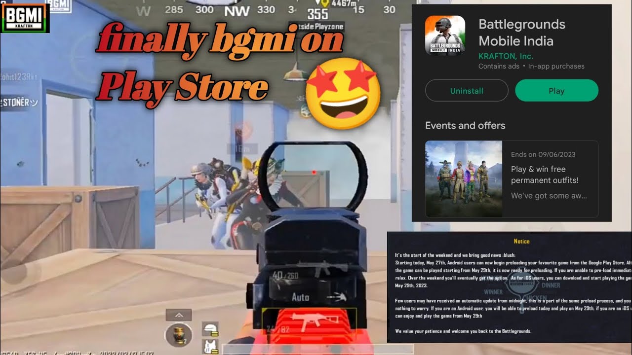 Bgmi is back on Play Store 🤩 available to play from 29 😱 #bgmi #getback ...