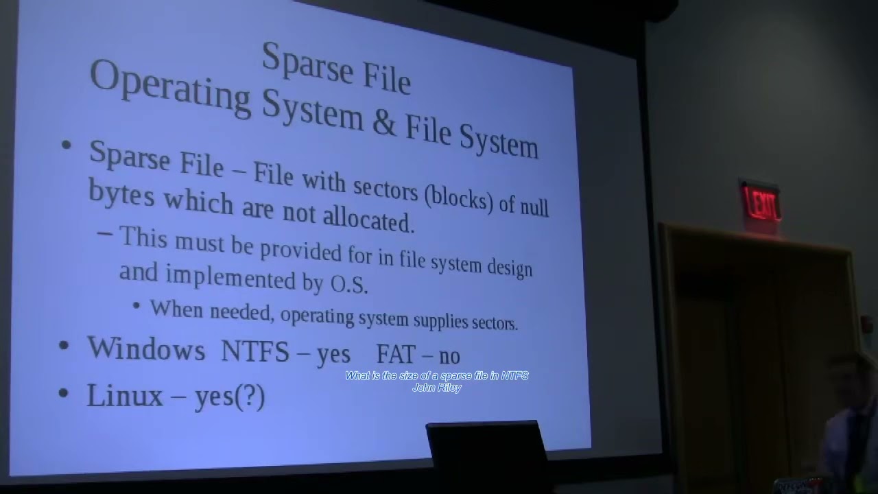 What is the size of a sparse file in NTFS John Riley - YouTube