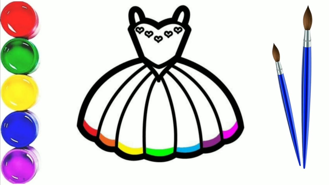 How To Draw a Beautiful Dress For Girl || Cute Girl Dress Drawing For ...