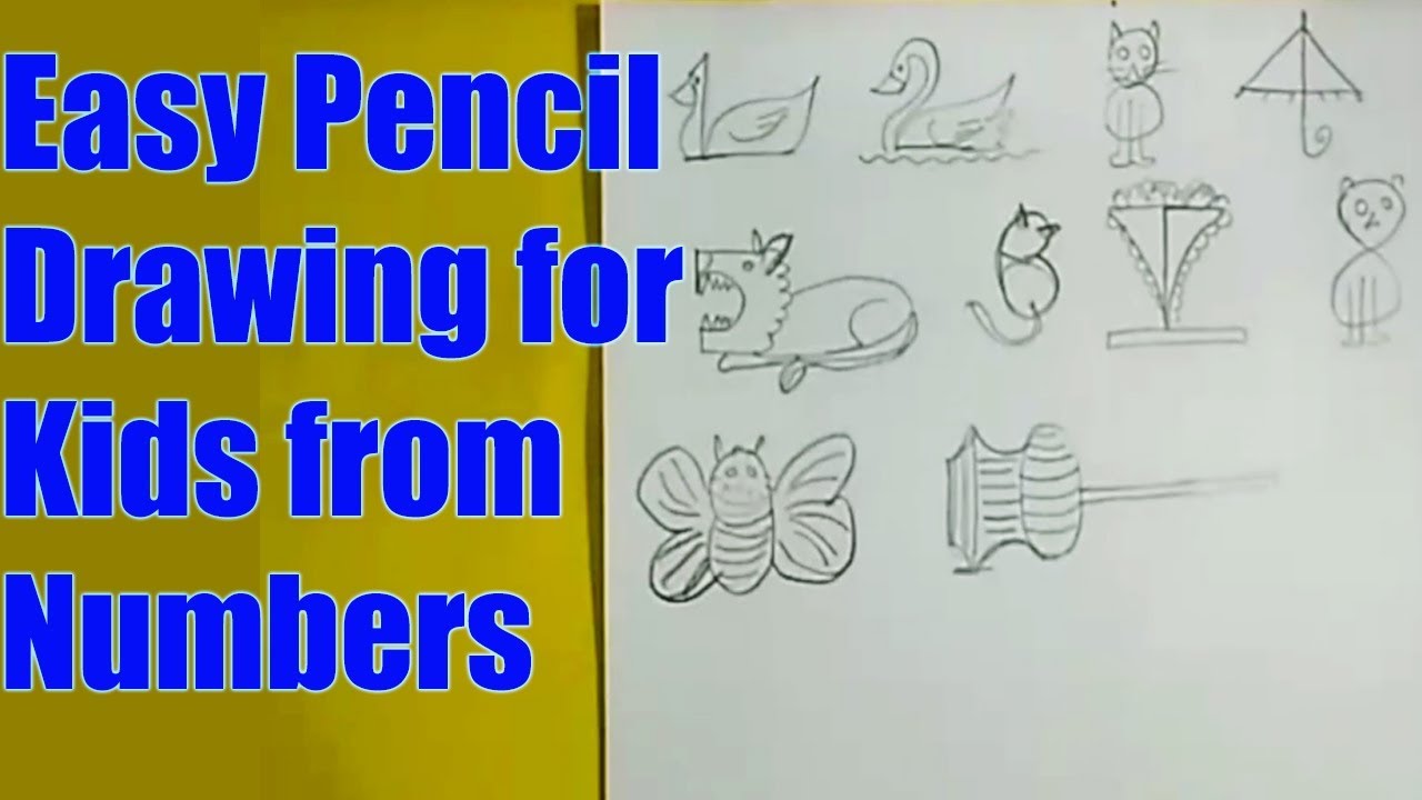 Class 1: Easy Pencil Drawing for kids from numbers - YouTube