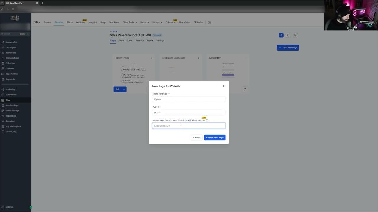 How to Create a Custom Website in Go High Level Tutorial 1/12 - Add a New Page or Edit Existing ...