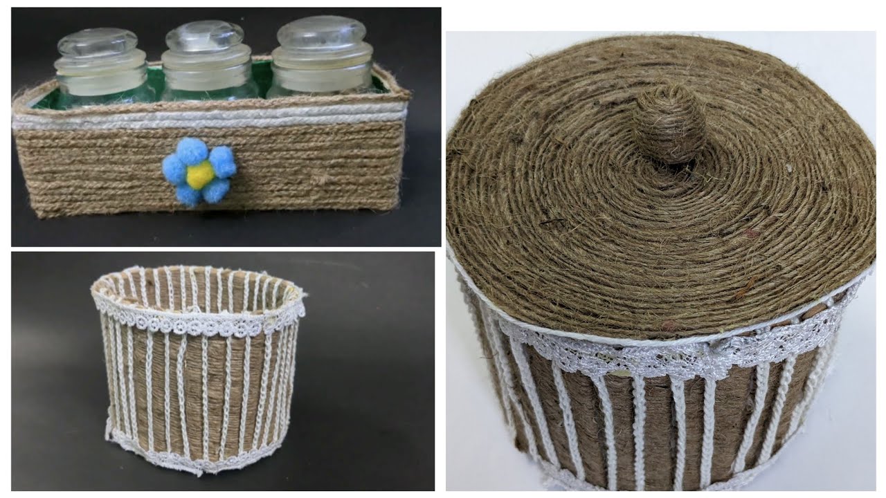 DIY Jute rope craft ideas | How to make Box Organizer in Jute rope ...
