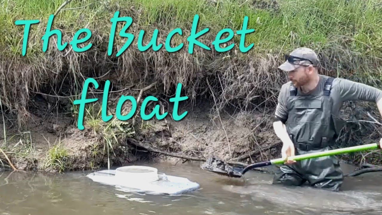 Highbanking gold using a bucket float. - YouTube