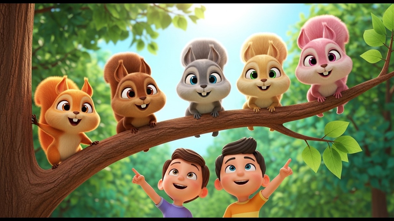 Five Little Squirrel Babies Climb Climb Climb | Fun Tree Adventure ...