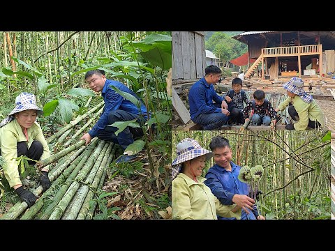 The power of love: Dang helps Thanh cut bamboo to prepare for building a new kitchen. DANG THI DU 