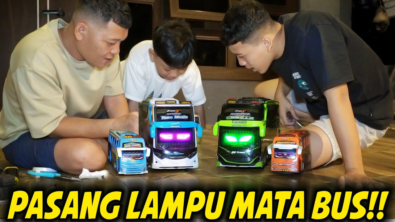 PASANG LAMPU LED MATA DI MINIATUR JUMBO DAN PERBAIKI SELENDANG BUS ...