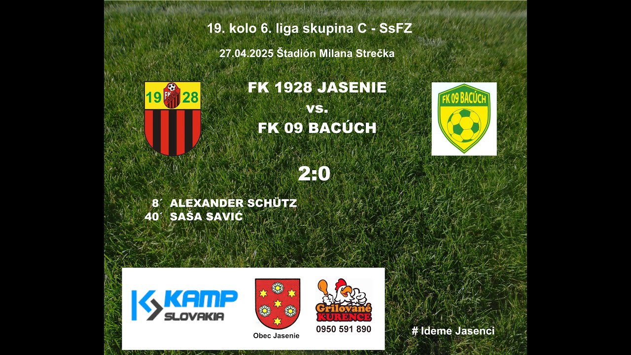 FK 1928 Jasenie - FK 09 Bacúch - 2:0 - 27/04/2025 - YouTube