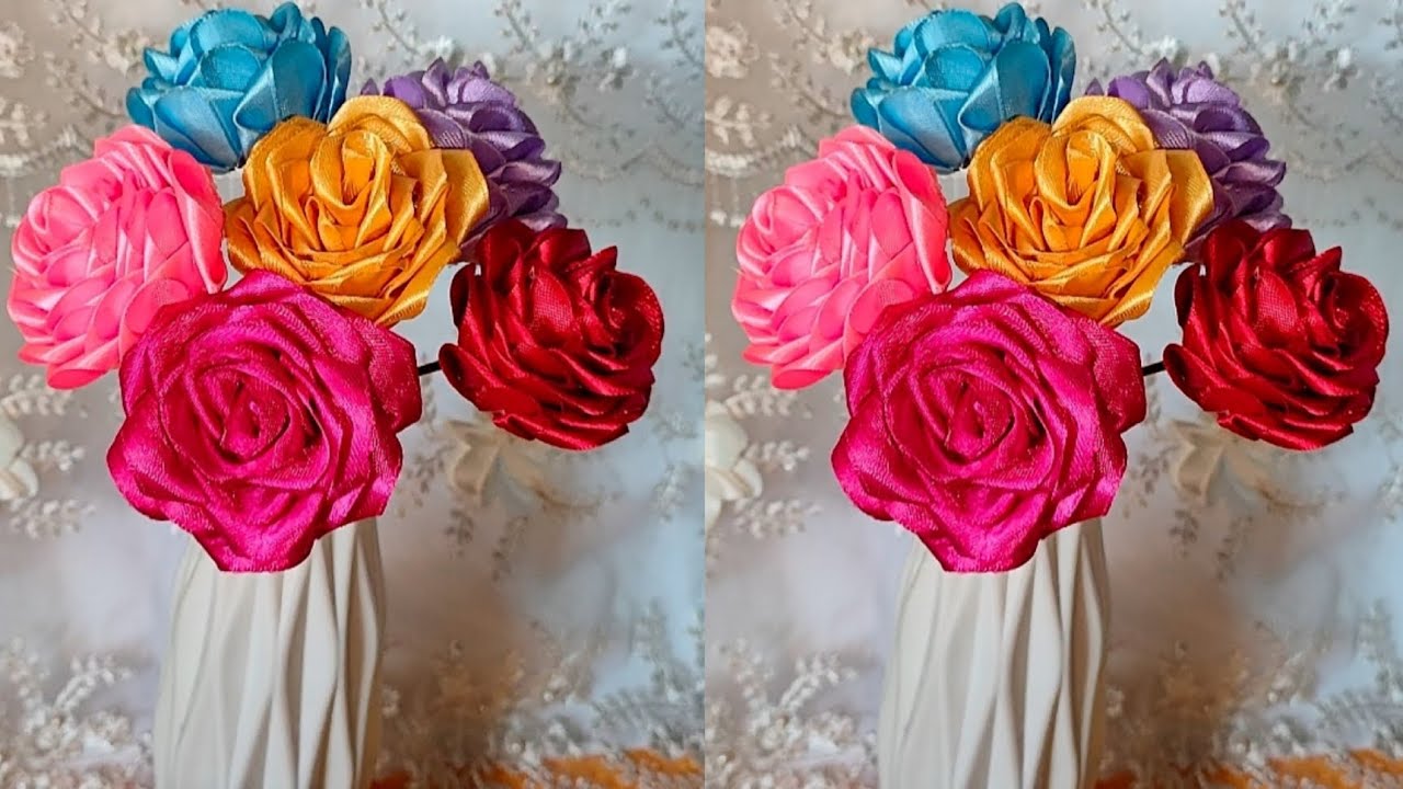 How To Make Rose Flower With Ribbon DIY Easy Rose Flower Making How To Make Rose Flower With Ribbon DIY Easy Rose Flower Making