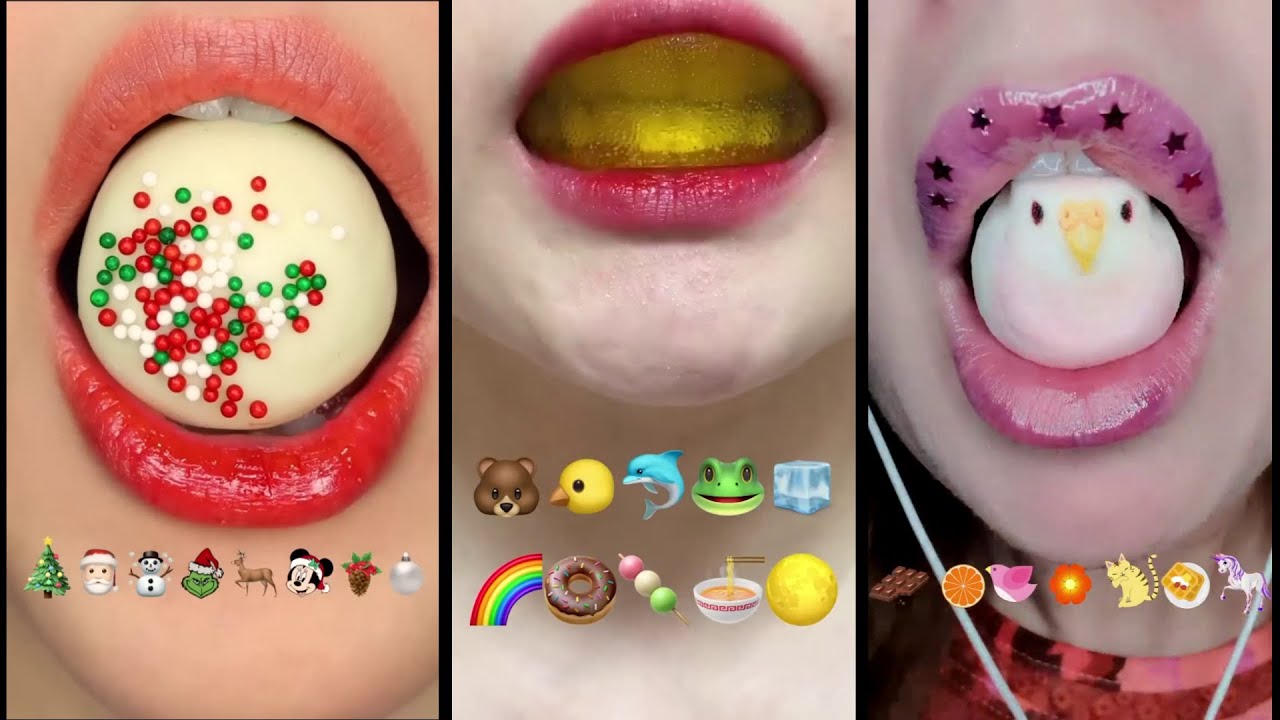 MUKBANG ASMR EATING LIPS EMOJI FOOD Compilation New 2023 🍌🥓🍬 食べる唇コンパイル ...