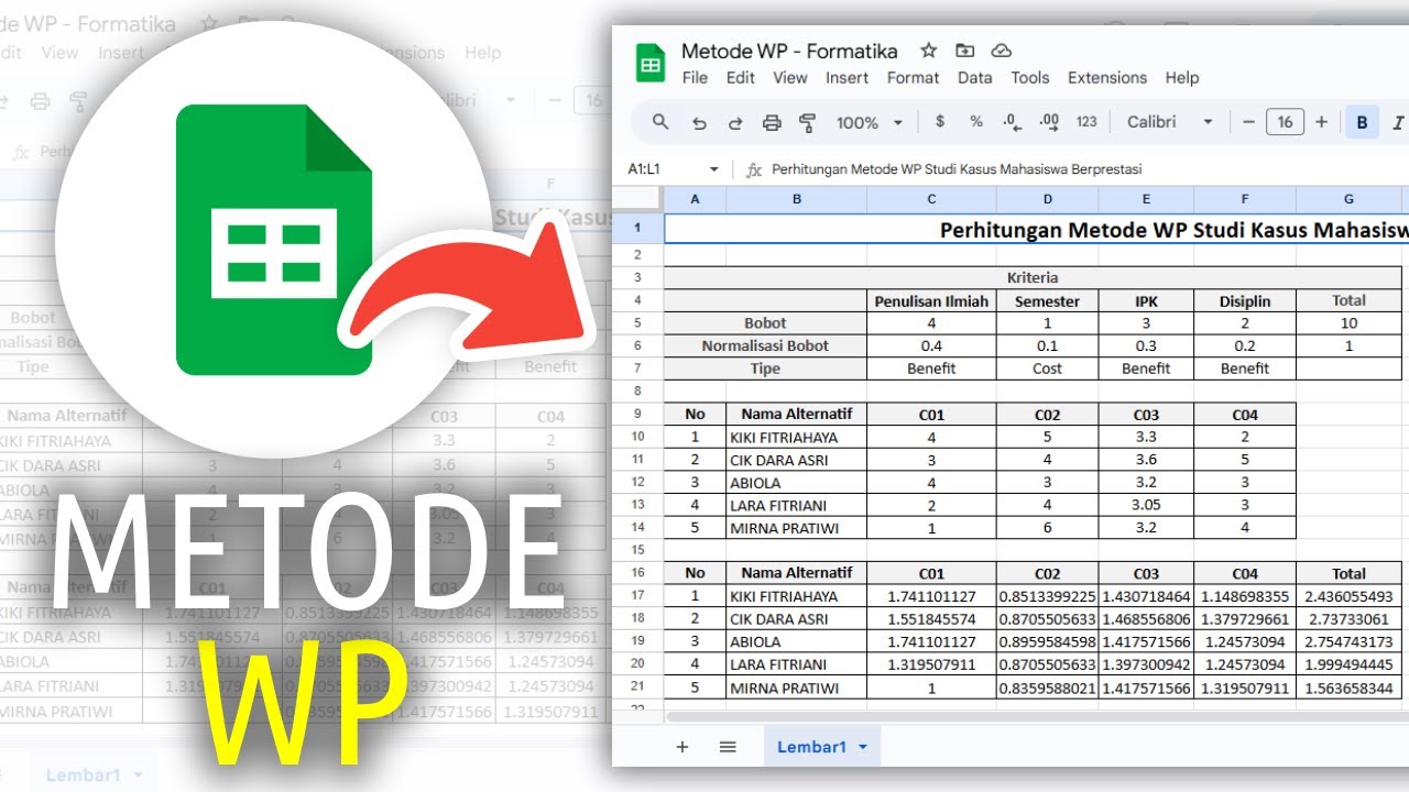Perhitungan Metode WP (Weighted Product) - YouTube