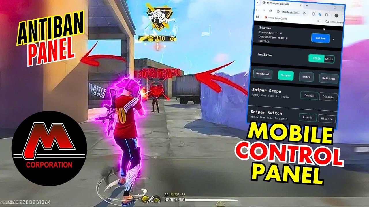 FREE FIRE MOBILE CONTROL PANEL APPLY | M Corporation Mobile Control Panel - YouTube