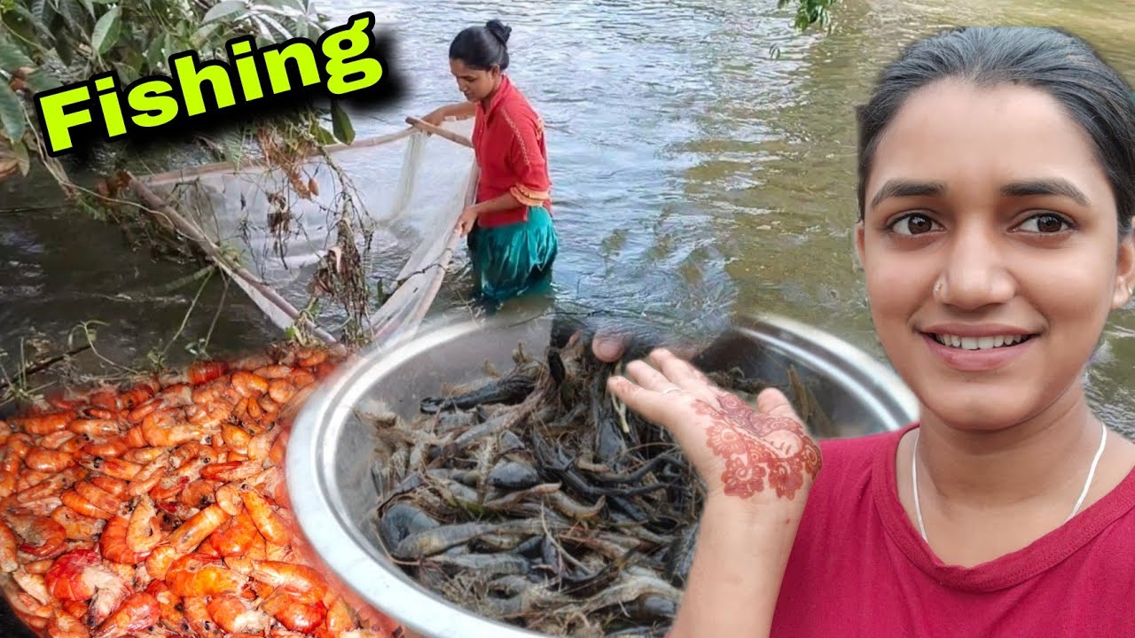 Caching prawn In River || Flood Me Fishing Village Life Style - YouTube