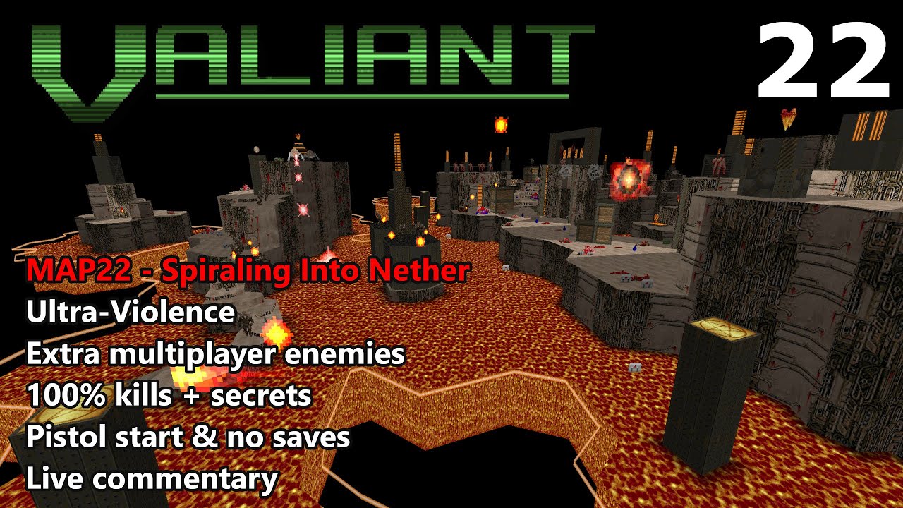 Doom II: Valiant - MAP22 (Spiraling Into Nether) - Blind Ultra-Violence Plus 100% - YouTube