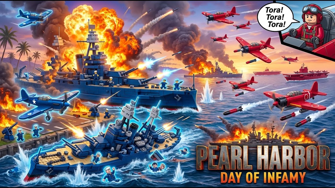 LEGO Pearl Harbor - BLUE vs RED Army Surprise Attack - Epic WW2 Battle ...