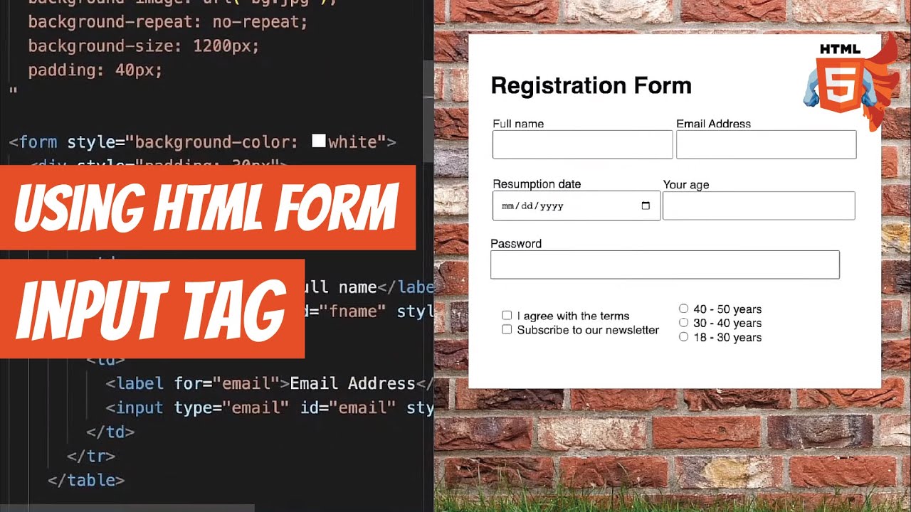 Html 106 Using The Html Form Inputs Part 1 Youtube 4478