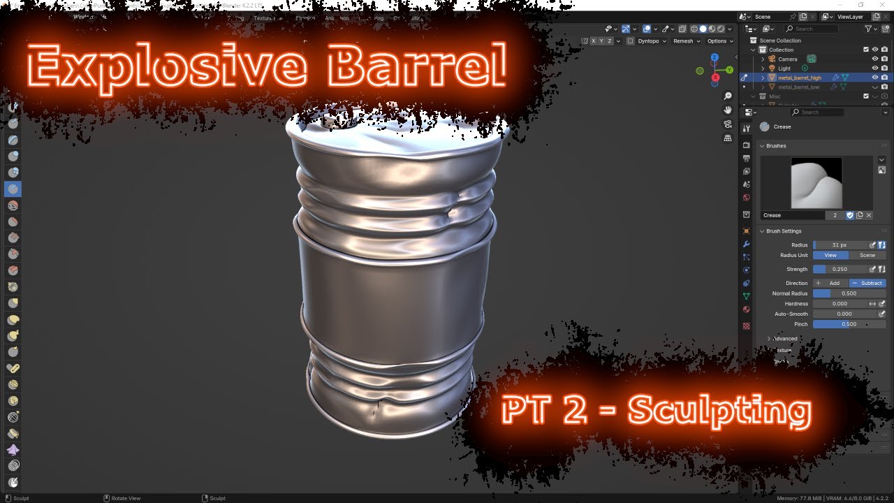Sculpting Explosive Barrel in Blender | Part 2 - YouTube