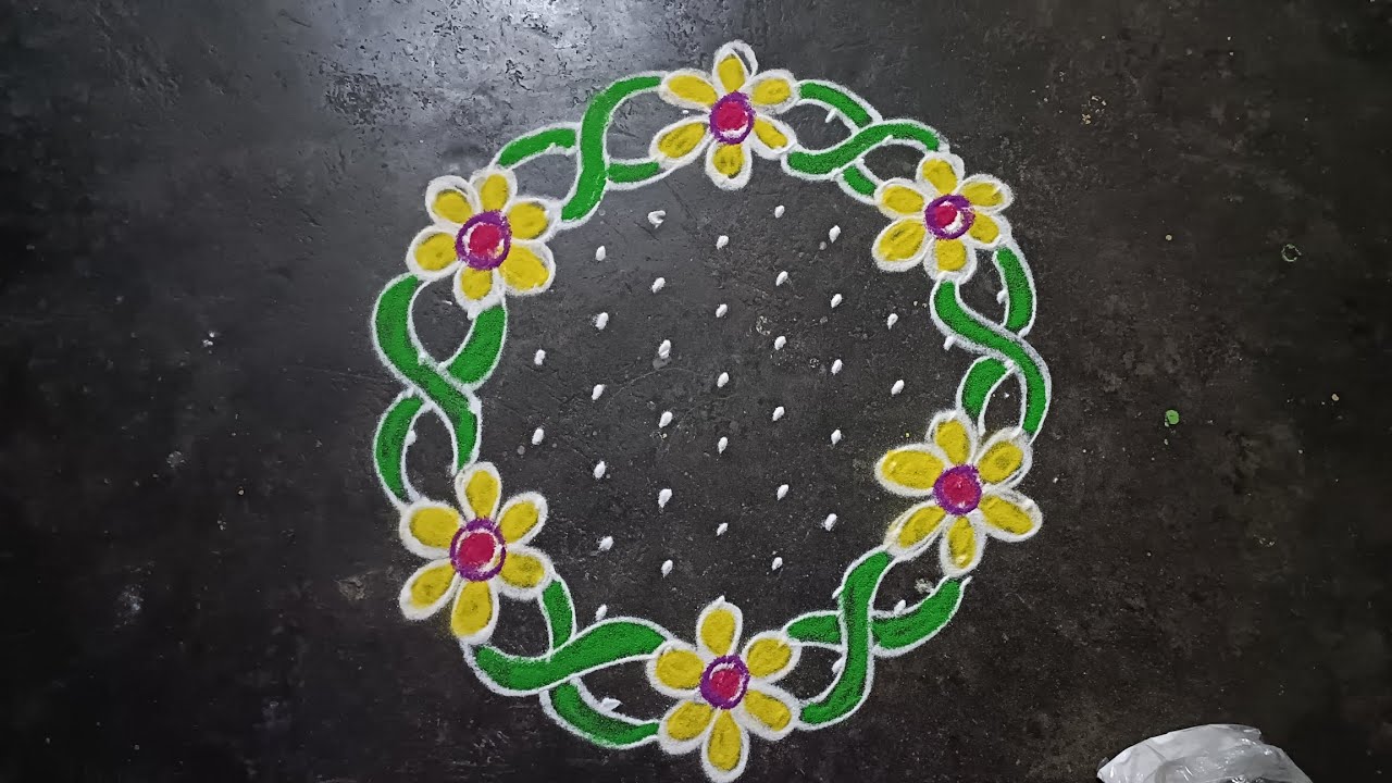 sankranti rangoli design || dot rangoli || rangoli design for beginners ...