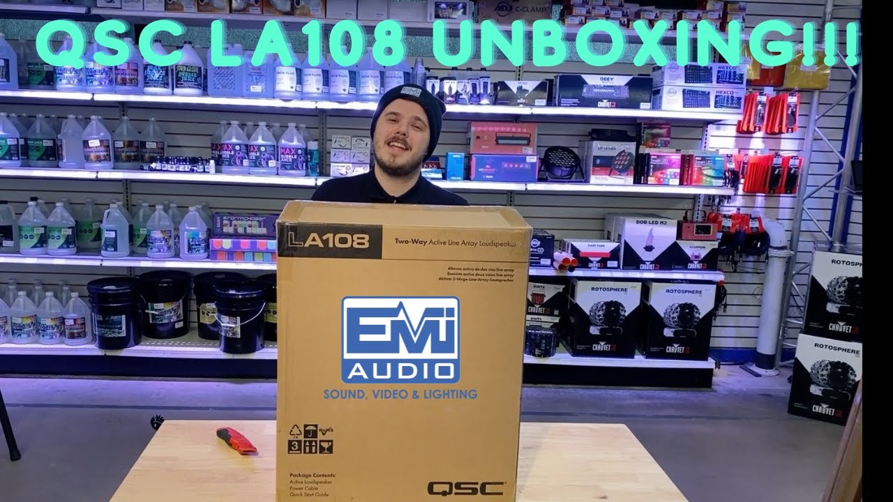 QSC LA108 Unboxing and First Look at EMI Audio - YouTube