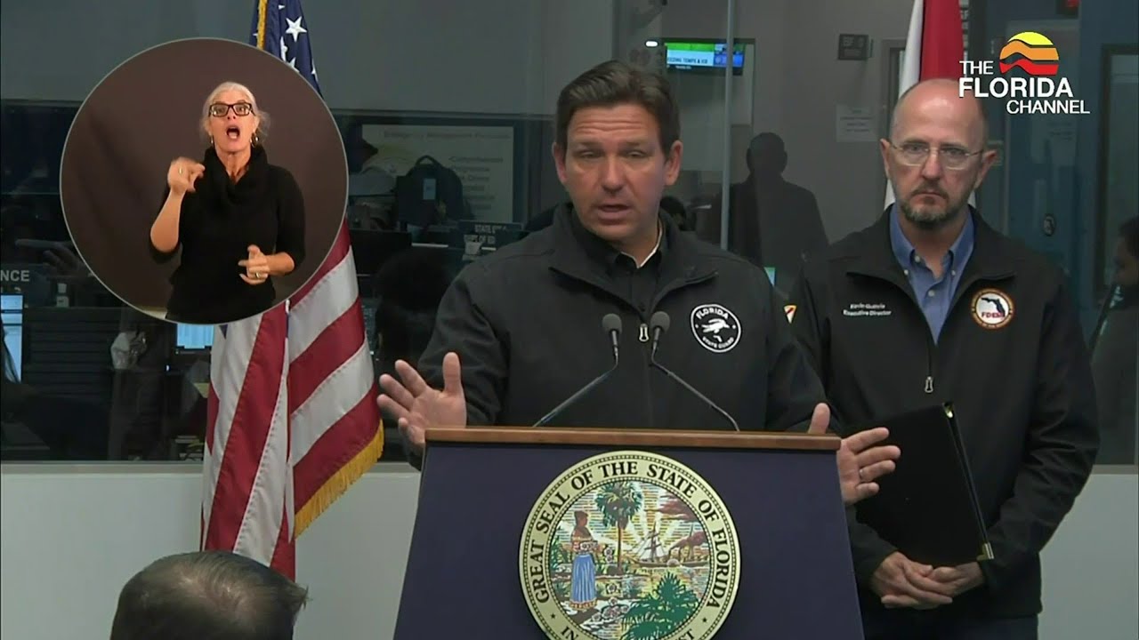 Gov. DeSantis gives briefing at state EOC as winter storm begins to hit ...