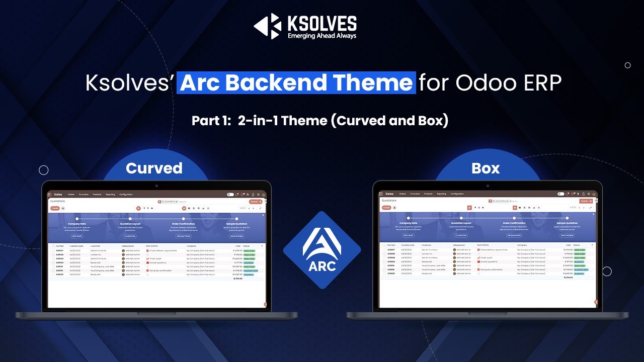 Odoo Arc Backend Theme, Part 1: How to use 2 in 1 Theme Curved and Box by Ksolves - YouTube