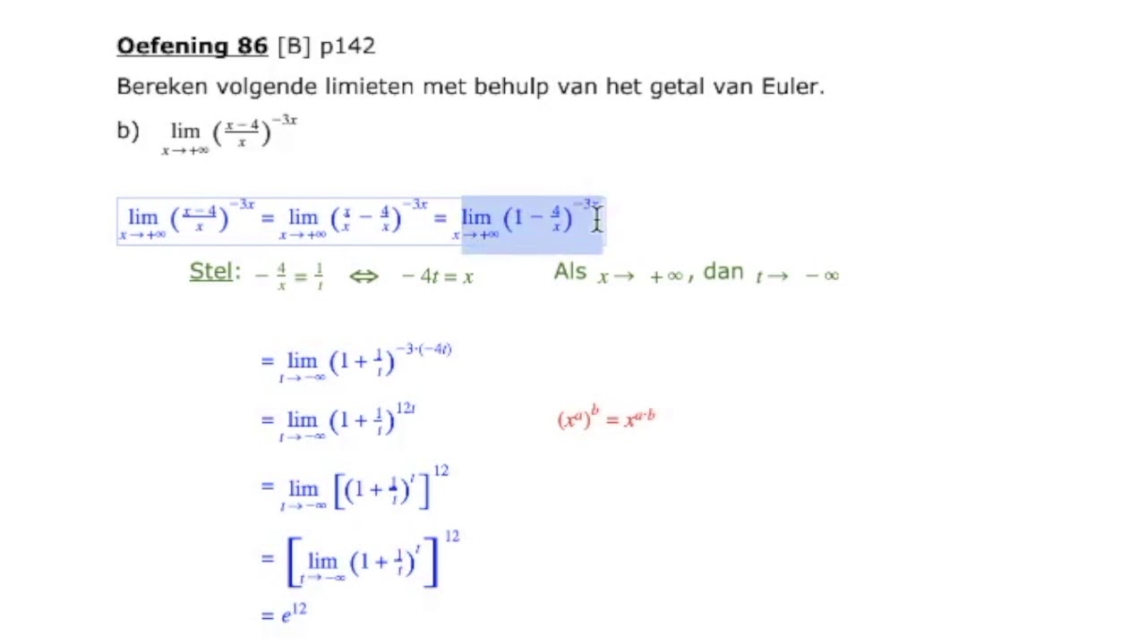 5aso - Analyse - Hoofdstuk 5.6. - Het getal van Euler - Oefening 86 ...