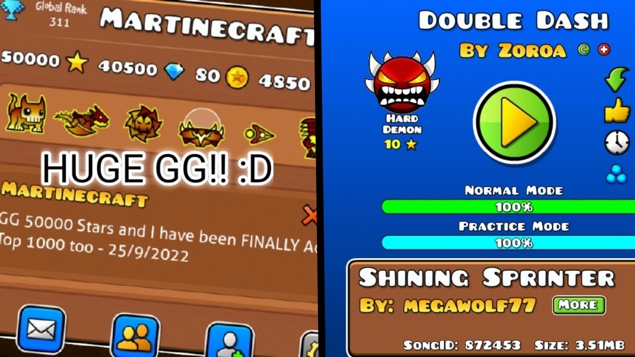 50000 ⭐ & Special Video! - Double Dash (Hard Demon) by Zoroa | Geometry ...