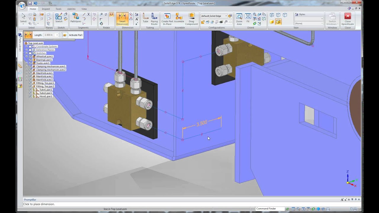 Solid Edge ST4 - Component-Driven Tube Routing Part 2 - YouTube