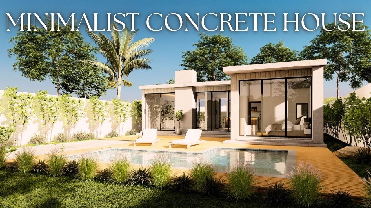 🏠DESING MINIMALIST CONCRETE HOUSE | Tour Inside and outside a concrete ...