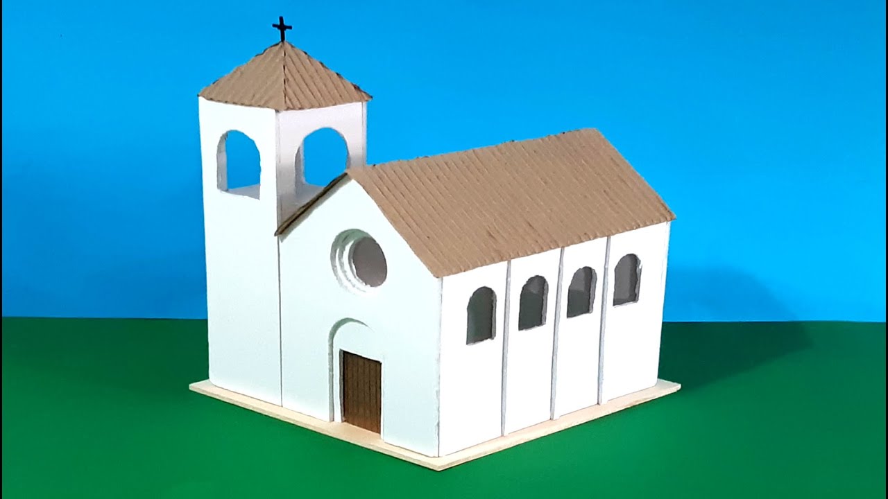 How to make a church from cardboard and foam board - YouTube