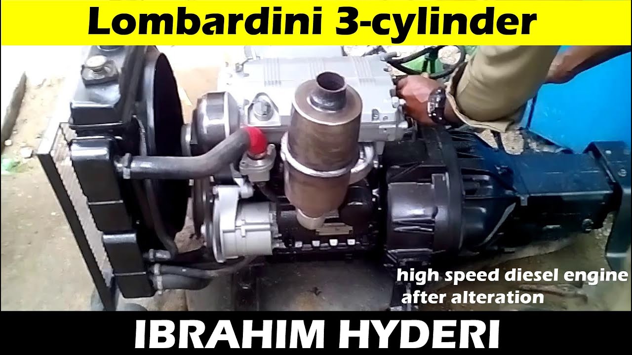 Lombardini 3-cylinder high speed diesel engine after alteration - YouTube