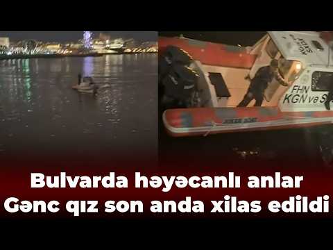 Bulvarda həyəcanlı anlar: Gənc qız son anda xilas edildi - ANBAAN GÖRÜNTÜLƏR