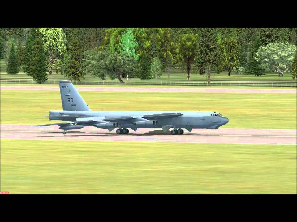FSX B52H BAFB Final approach and landing at Barksdale Air Force Base ...