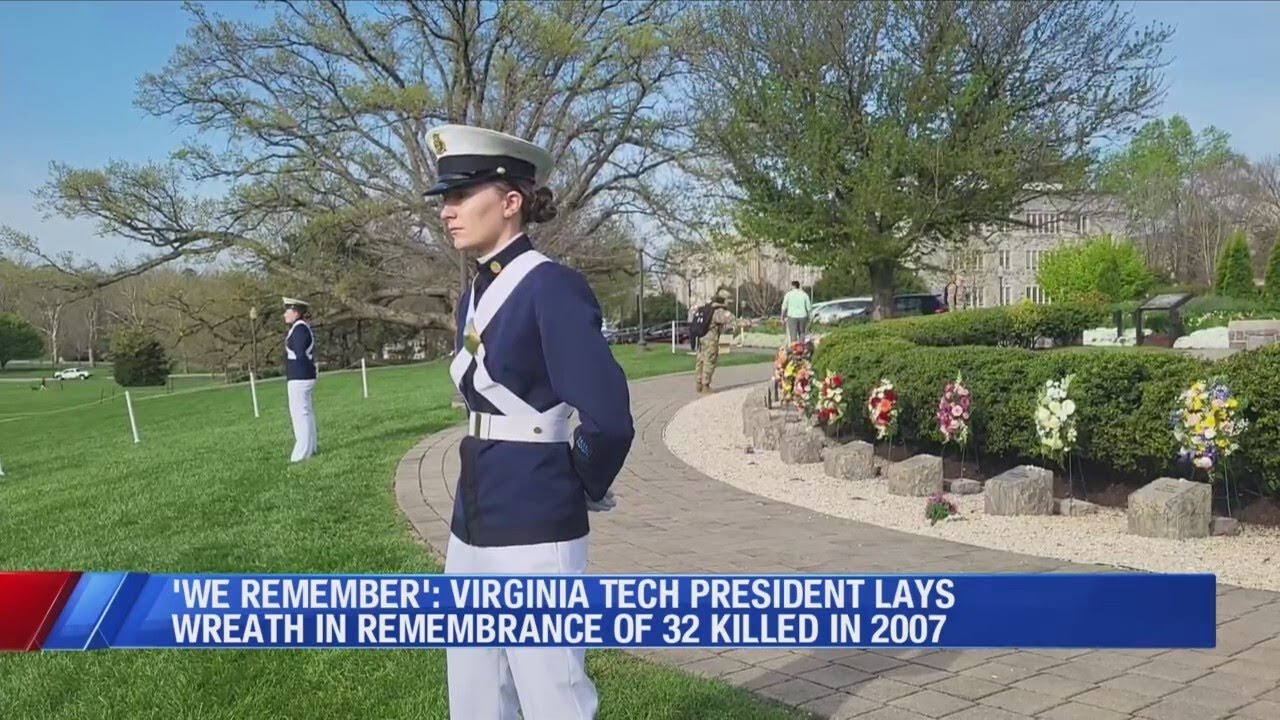 Virginia Tech President lays wreath in remembrance of 32 killed in ...