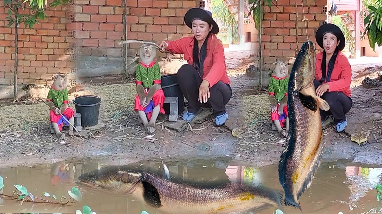 Mother Found SokYaa Fishing Alone Like This & Teaching How To Fishing ...