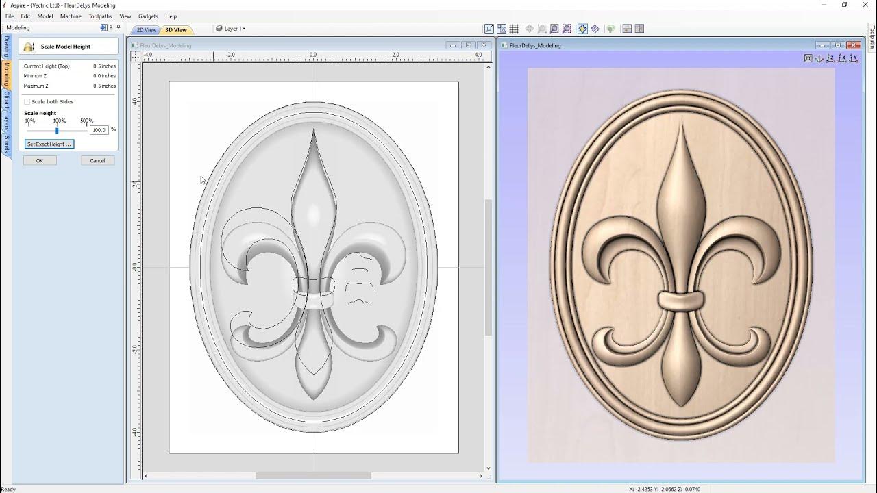 Fleur De Lys - 3D Toolpaths | Vectric V11 Tutorials - YouTube